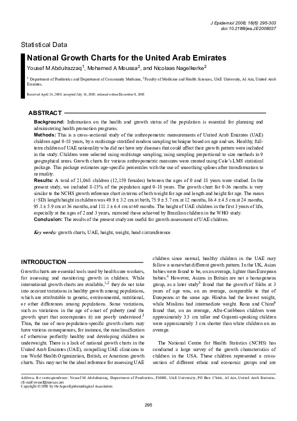 (PDF) National Growth Charts for the United Arab Emirates