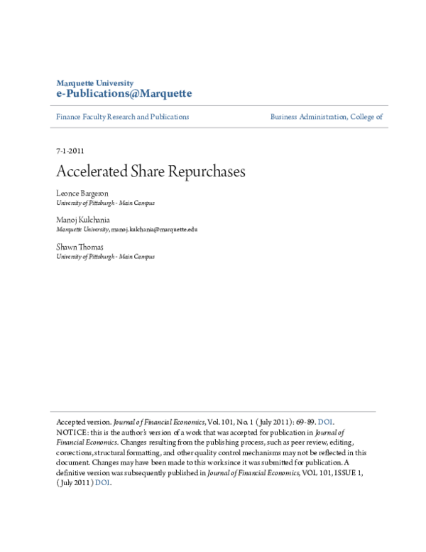 (PDF) Accelerated share repurchases