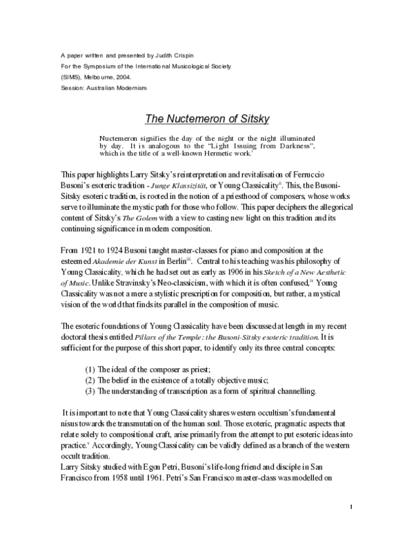 (PDF) The Nuctemeron of Sitsky