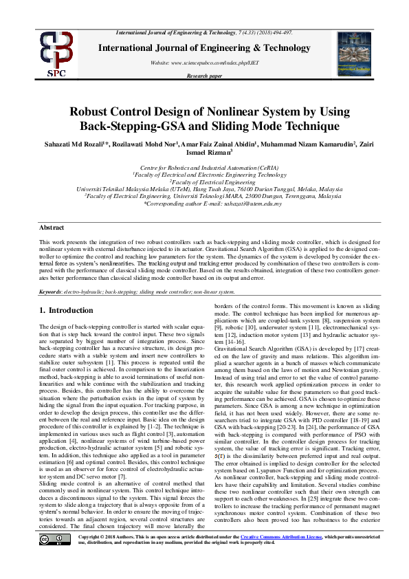 (PDF) Robust Control Design of Nonlinear System by Using Back-Stepping-GSA and Sliding Mode ...