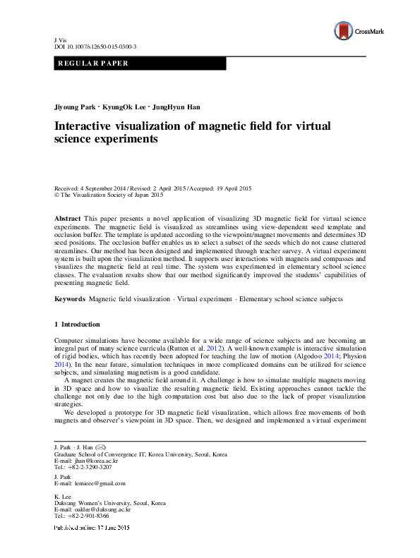 (PDF) Interactive visualization of magnetic field for virtual science experiments