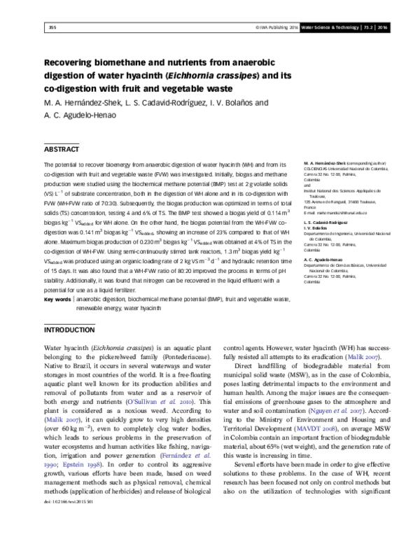 (PDF) Recovering biomethane and nutrients from anaerobic digestion of ...