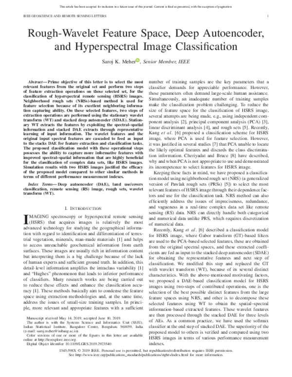 (PDF) Rough-Wavelet Feature Space, Deep Autoencoder, and Hyperspectral Image Classification ...