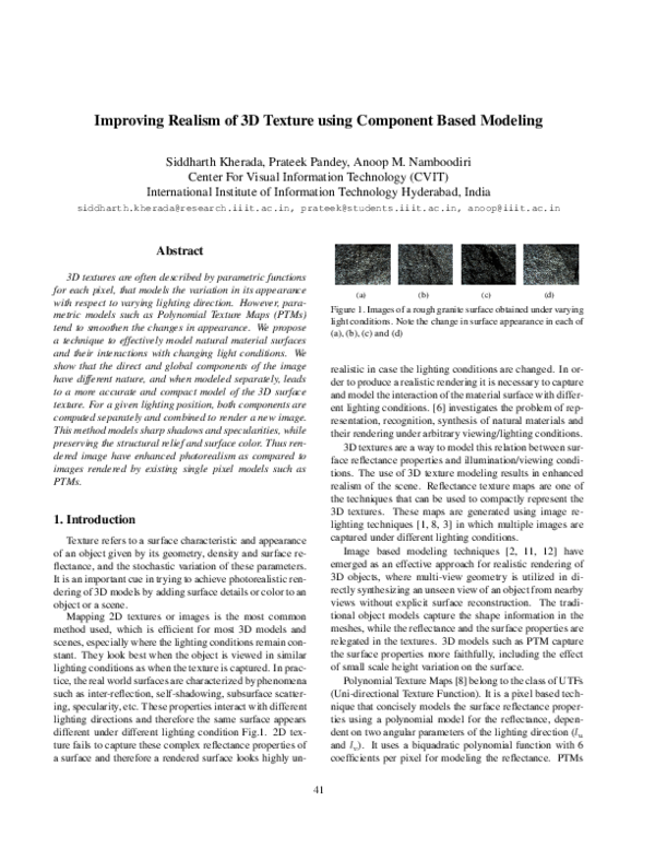 (PDF) Improving realism of 3D texture using component based modeling