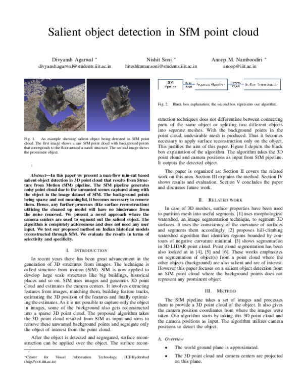 (PDF) Salient object detection in SfM point cloud