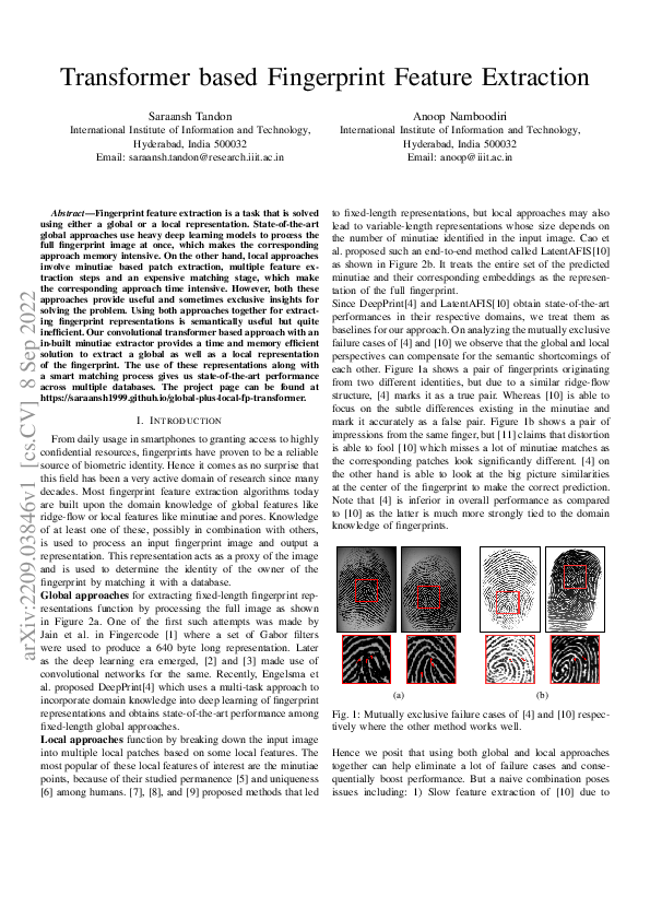 (PDF) Transformer based Fingerprint Feature Extraction