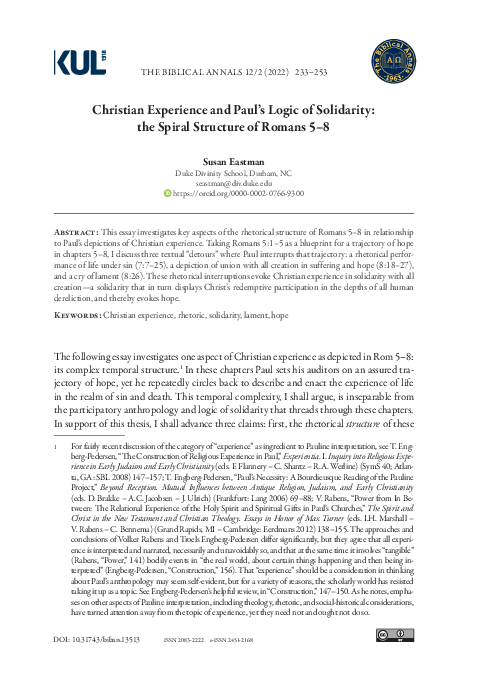 (PDF) Christian Experience and Paul’s Logic of Solidarity: the Spiral ...