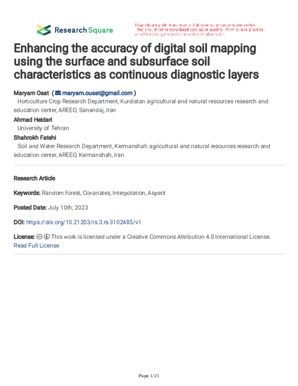 (PDF) Enhancing the accuracy of digital soil mapping using the surface ...