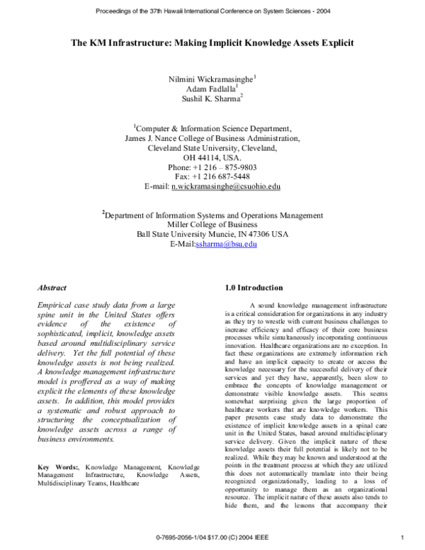 (PDF) The KM infrastructure: making implicit knowledge assets explicit | Nilmini Wickramasinghe ...