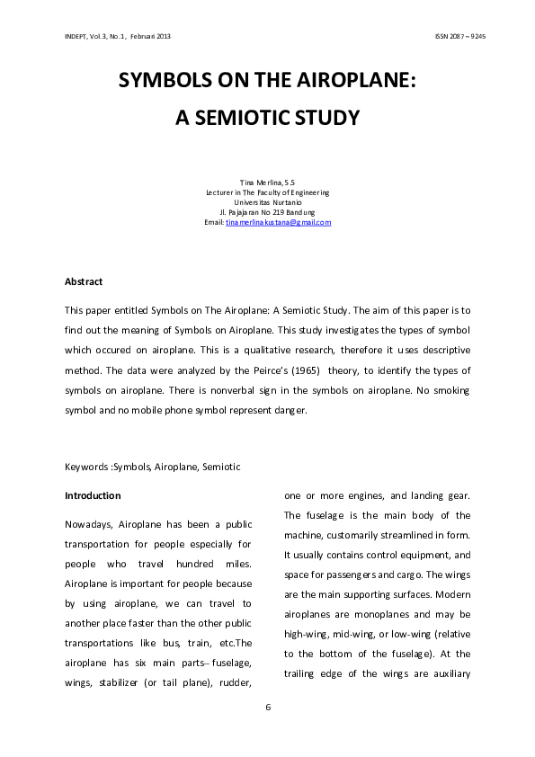(PDF) Symbols on the Airoplane: A Semiotic Study