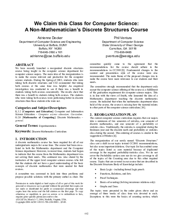 (PDF) We claim this class for computer science