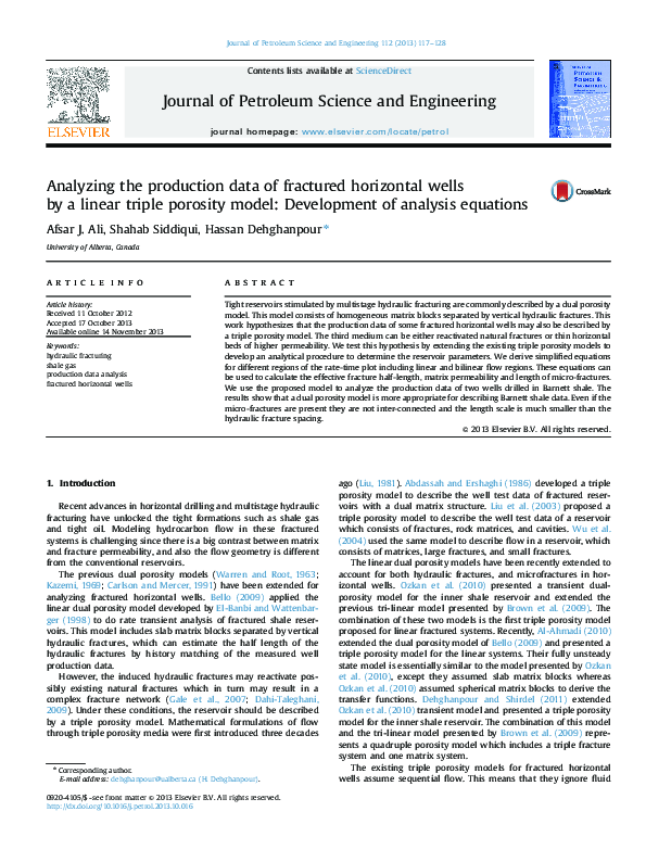 (PDF) Triple Porosity Model for Fractured Wells Analysis