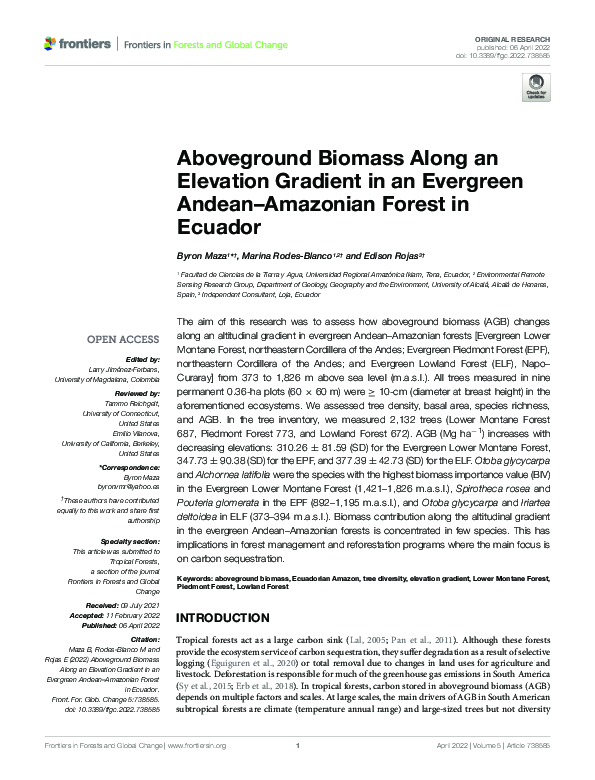 (PDF) Aboveground Biomass Along an Elevation Gradient in an Evergreen ...