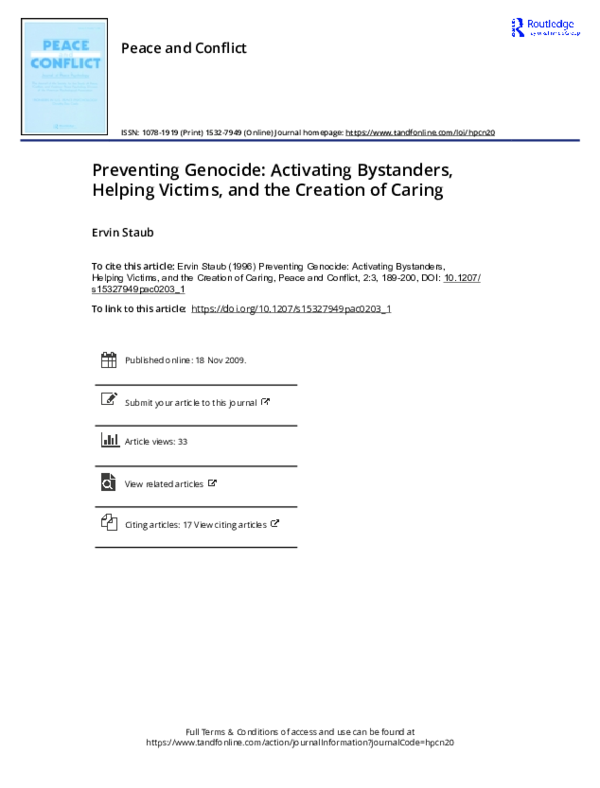 (PDF) Preventing genocide: Activating bystanders, helping victims, and ...