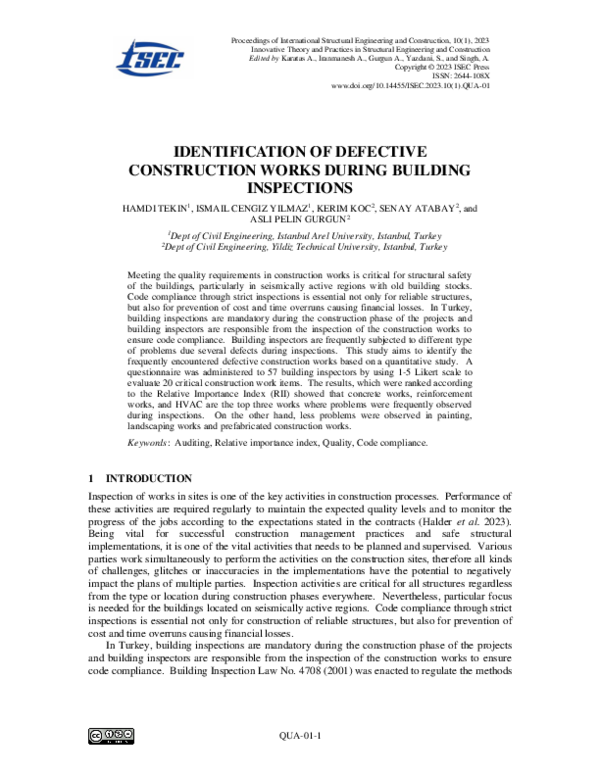 (PDF) Identification of Defective Construction Works During Building ...