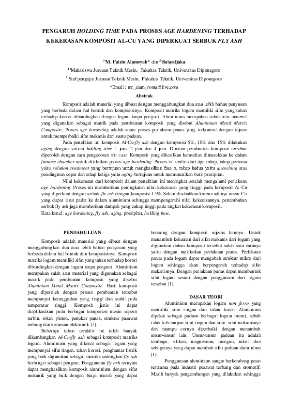 (PDF) Pengaruh Holding Time Pada Proses Age Hardening Terhadap ...