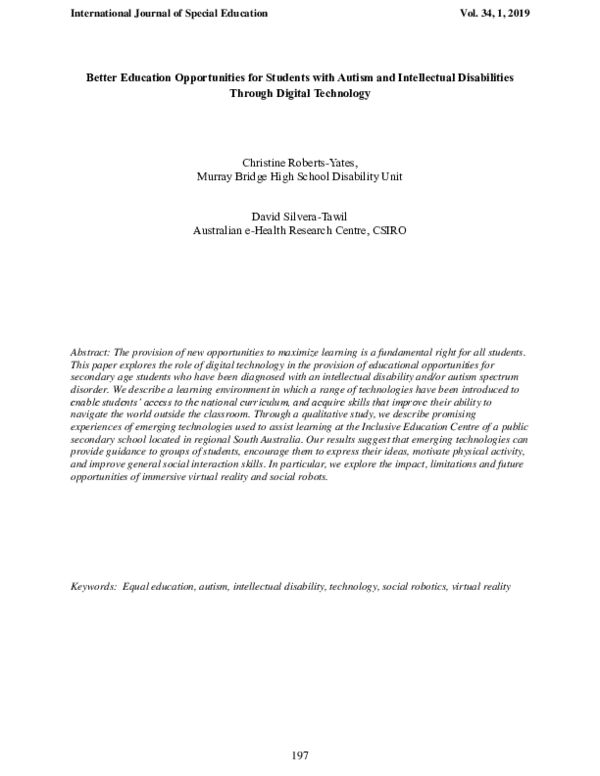 (PDF) Better Education Opportunities for Students with Autism and ...