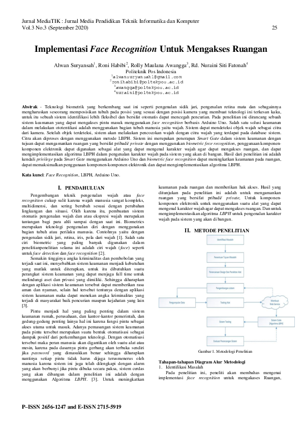 (PDF) Implementasi Face Recognition Untuk Mengakses Ruangan