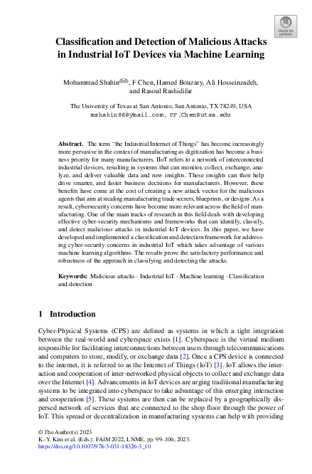 (PDF) Detecting Malicious Attacks in Industrial IoT Using ML