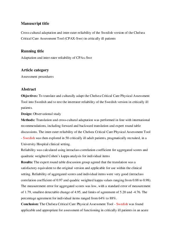 (PDF) Cross-cultural adaptation and inter-rater reliability of the ...