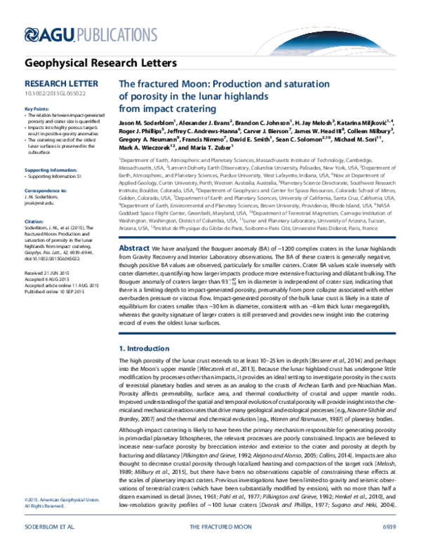 (PDF) The fractured Moon: Production and saturation of porosity in the ...