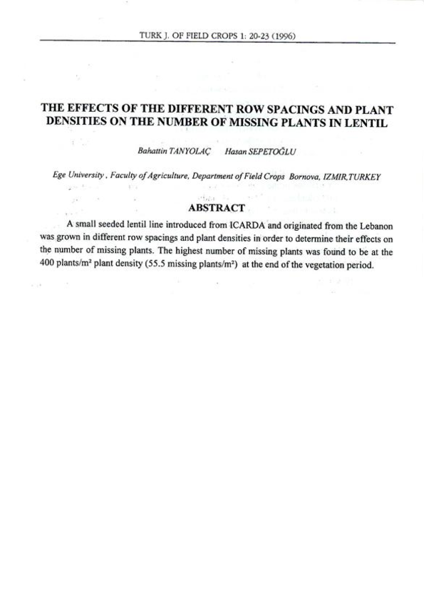 (PDF) The Effects of the Different Row Spacings and Plant Densities on ...