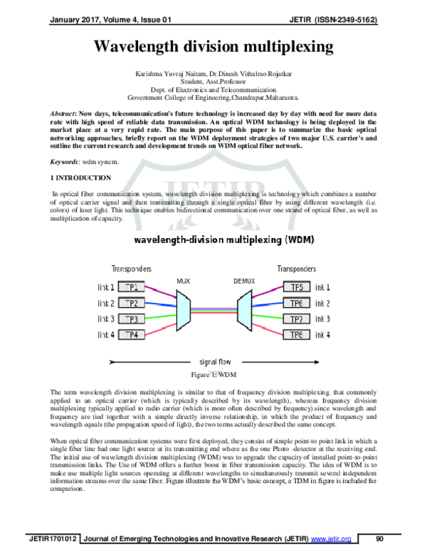 (PDF) Wavelength Division Multiplexing (WDM)