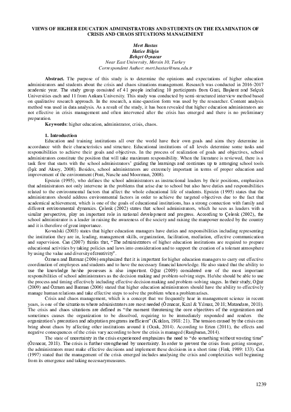 (PDF) Views of Higher Education Administrators and Students on the ...