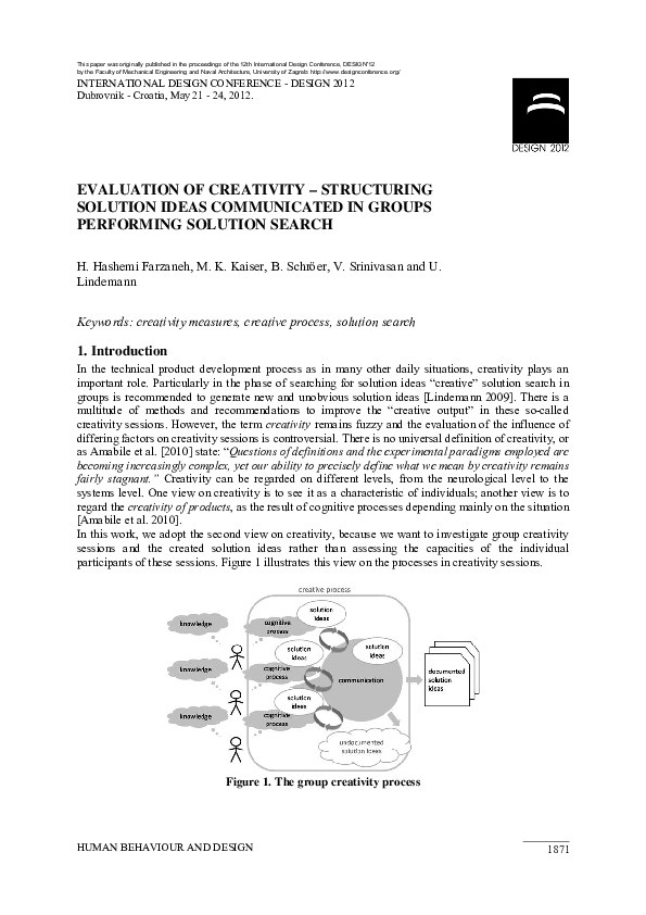 (PDF) Evaluation of Creativity–Structuring Solution Ideas Communicated ...