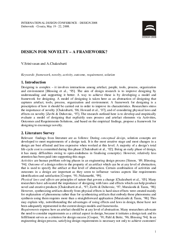 (PDF) Design for Novelty: A Framework?