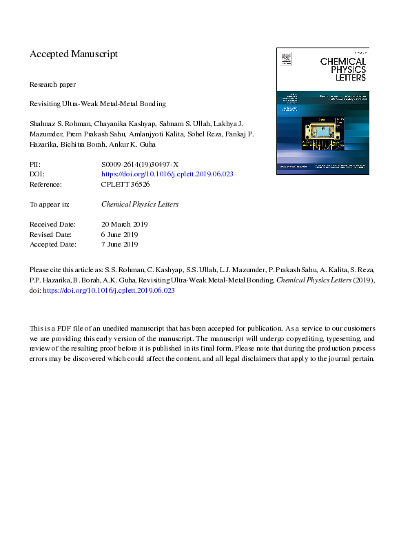 (PDF) Revisiting ultra-weak metal-metal bonding