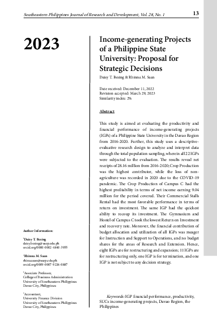 (PDF) Income-generating Projects of a Philippine State University ...