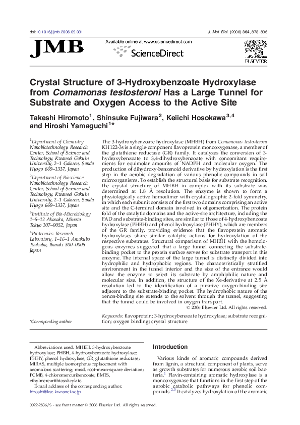 (PDF) Crystal Structure of 3-Hydroxybenzoate Hydroxylase from Comamonas ...