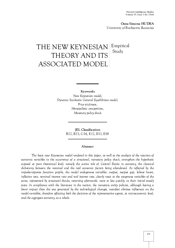 (PDF) The New Keynesian Theory and Its Associated Model