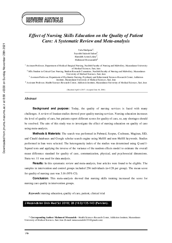 (PDF) Effect of Nursing Skills Education on the Quality of Patient Care ...