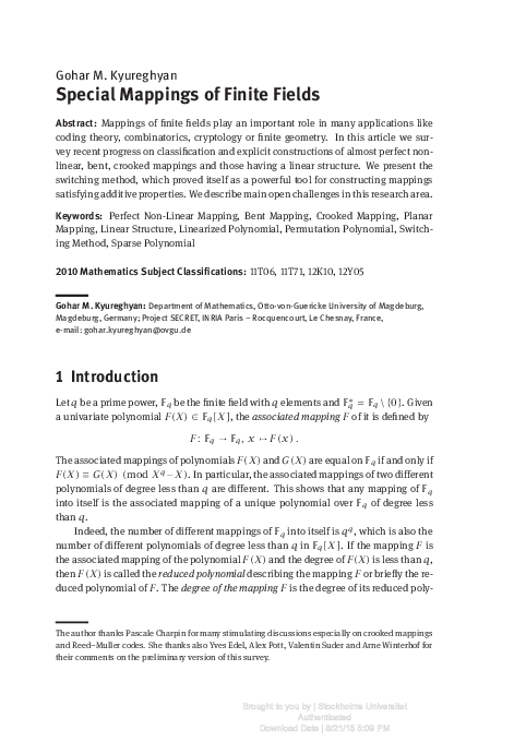(PDF) Finite Fields and Their Applications - Character Sums and Polynomials