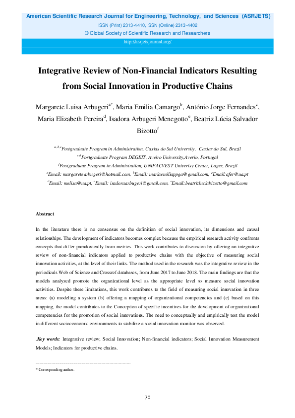 (PDF) Integrative Review of Non-Financial Indicators Resulting from ...
