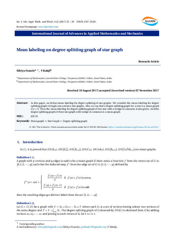 (PDF) Mean labeling on degree splitting graph of star graph Research