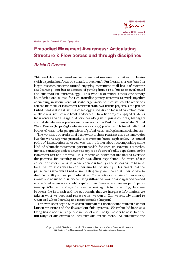 (PDF) Embodied Movement Awareness: Articulating Structure & Flow across ...