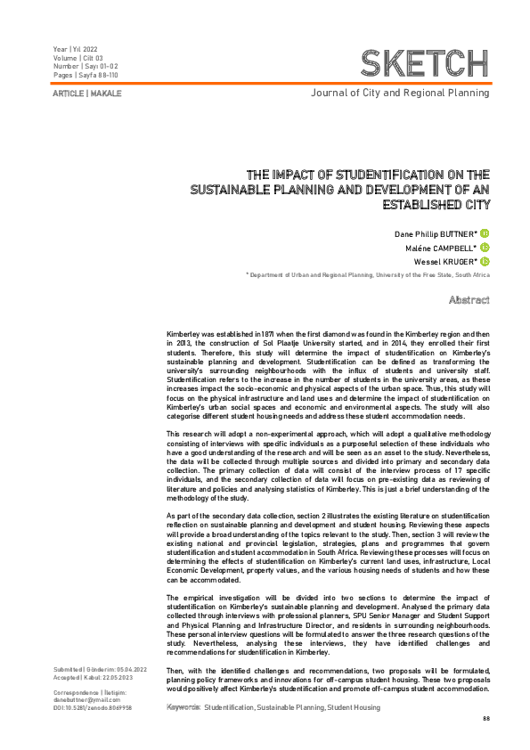 (PDF) The Impact of Studentification on the Sustainable Planning and ...