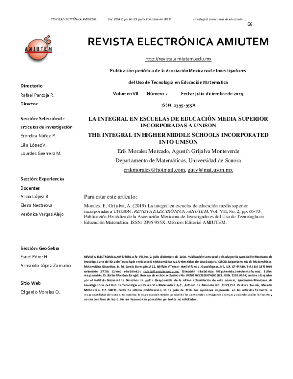 (PDF) La Integral en Escuelas De Educación Media Superior Incorporadas ...