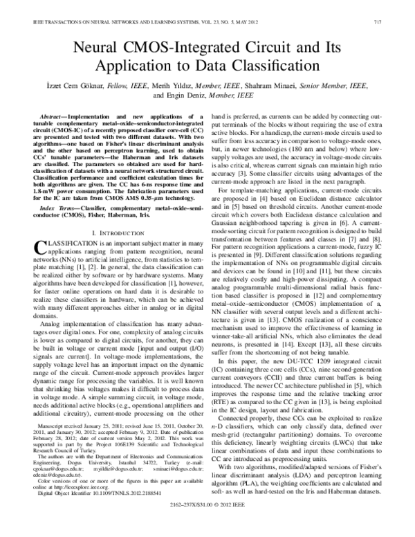 (PDF) Neural CMOS-Integrated Circuit and Its Application to Data Classification