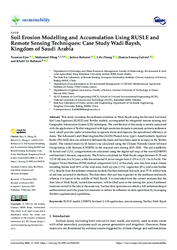 (PDF) Soil Erosion Modelling and Accumulation Using RUSLE and Remote Sensing Techniques: Case ...