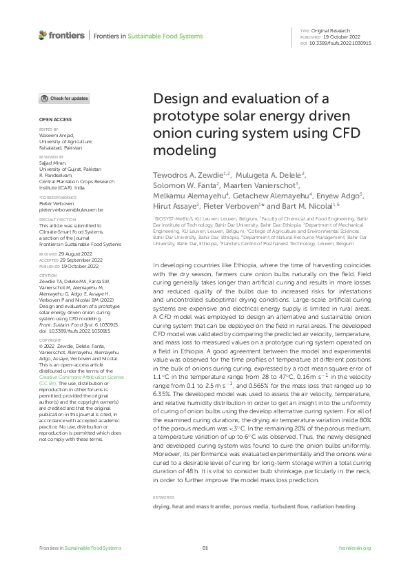 (PDF) Design and evaluation of a prototype solar energy driven onion curing system using CFD ...