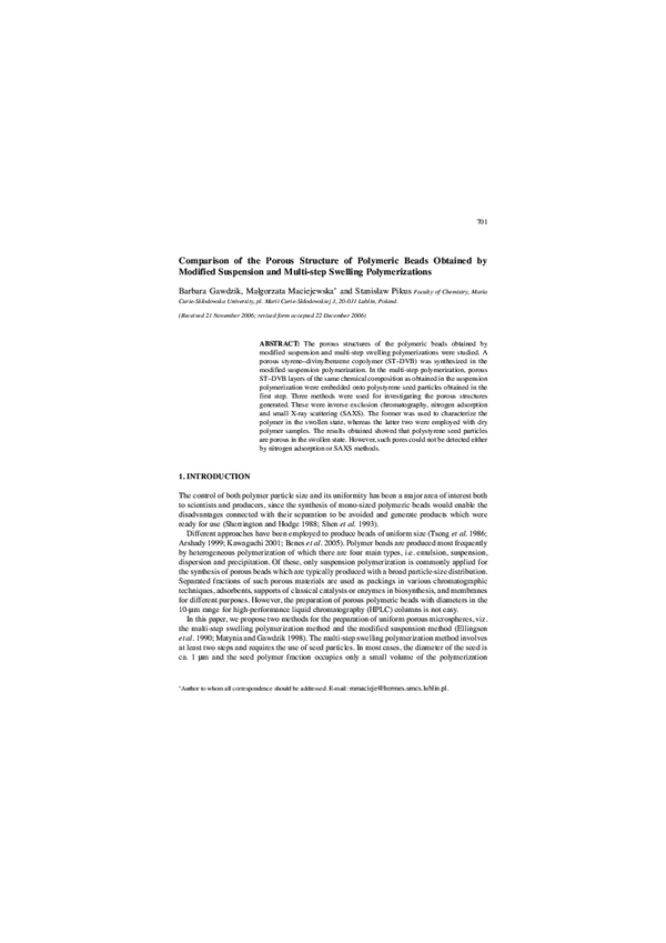 (PDF) Comparison of the Porous Structure of Polymeric Beads Obtained by ...