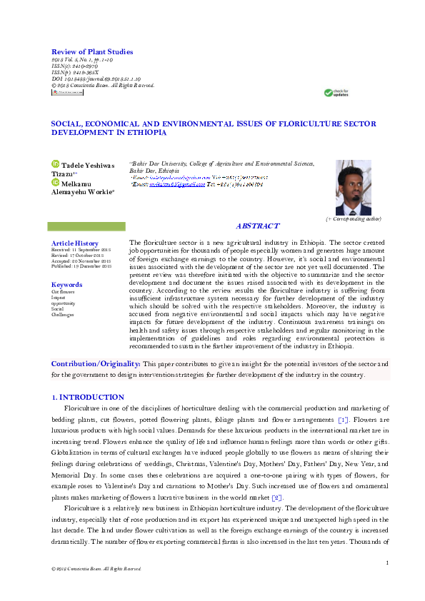 (PDF) Social, Economical and Environmental Issues of Floriculture ...