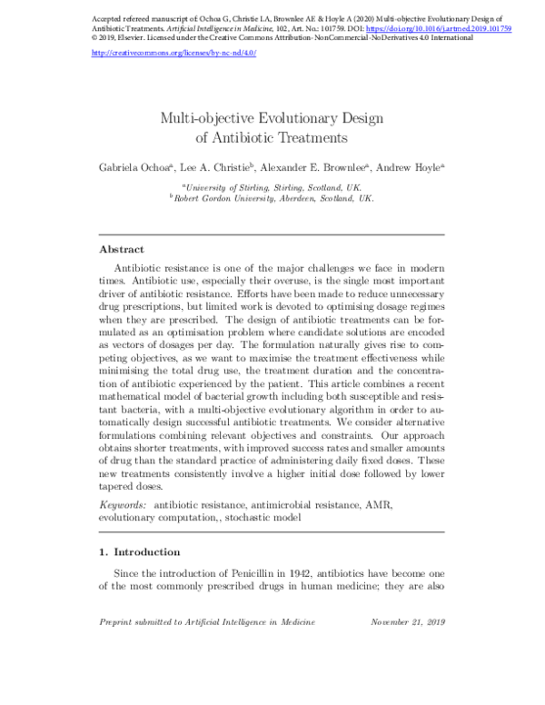 (PDF) Multi-objective evolutionary design of antibiotic treatments