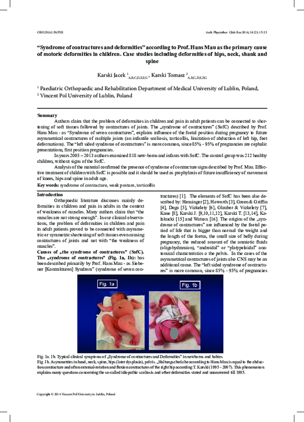 (PDF) “Syndrome of contractures and deformities” according to Prof ...