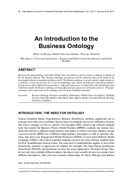 (PDF) An Introduction to the Business Ontology