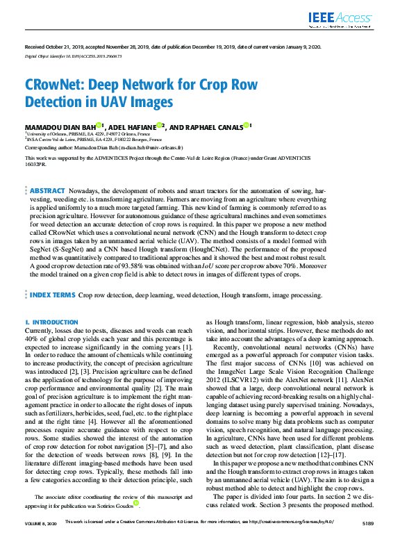 (PDF) CRowNet: Deep Network for Crop Row Detection in UAV Images